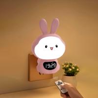 China Cute Bunny Plug In Night Light With Clock Rotatable Sleep Trainer Remote Control for sale