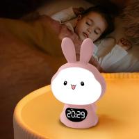 China Cute Bunny Plug In Night Light With Clock Rotatable Sleep Trainer Remote Control for sale