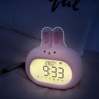 China Modern Sleep Rabbit Alarm Clock Kids Sleep Trainer With Night Light Sound Machine And Funny for sale