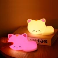 China Mini Lovely Cat Rechargeable Led Soft Touch Silicone Night Light For Kids Room for sale
