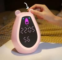 China Cute Cartoon Bear Smart Clock Lamp Mute Bedside USB Night Light With For Bluetooth for sale