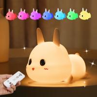 China Modern Cute Rabbit LED RGB Night Light Touch Sensor Mood Lamp With White Shade Or Kids' Bedroom for sale