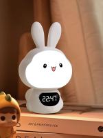 China Cute Bunny Plug In Night Light With Clock Rotatable Sleep Trainer Remote Control for sale