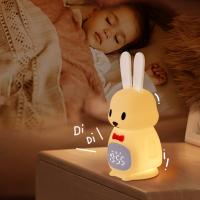 China LED Alarm Clock Night Light Rabbit Desktop Touch Control Battery for Children Sleep Training for sale