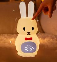 China LED Alarm Clock Night Light Rabbit Desktop Touch Control Battery for Children Sleep Training for sale