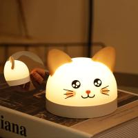 China Customized Cat Alarm Clock Silicone Night Light Lamp Rechargeable Touch Controls Multicolor Naughty for sale