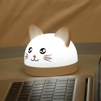 China Customized Cat Alarm Clock Silicone Night Light Lamp Rechargeable Touch Controls Multicolor Naughty for sale