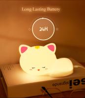 China Mini Lovely Cat Rechargeable Led Soft Touch Silicone Night Light For Kids Room for sale