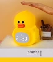 China Cartoon Duck LED Night Light Alarm Clock Kawaii Silicone Sensor Warm Color Remote For Kids' Room for sale