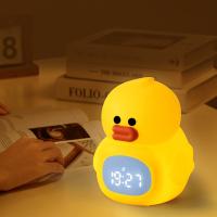 China Cartoon Duck LED Night Light Alarm Clock Kawaii Silicone Sensor Warm Color Remote For Kids' Room for sale