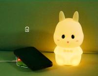 China LED Silicone 7 Color Pat Bedside Rabbit Night Light Touch Sensor  With USB Charge for sale