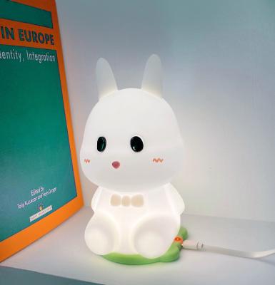 China LED Silicone 7 Color Pat Bedside Rabbit Night Light Touch Sensor  With USB Charge for sale