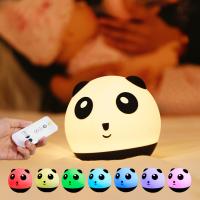 China Creative Children's Soft Panda Night Light Eye Care Sleeping Bedroom Silicone LED Table Lamp for sale