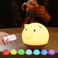 China Silicone Animal Night Light Cartoon Pig Led Bed Colorful Light Lamp Taping for sale