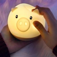 China Silicone Animal Night Light Cartoon Pig Led Bed Colorful Light Lamp Taping for sale