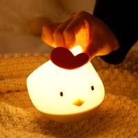 China Chicken Night Light BPA Free Soft Silicone LED With Touch Control For Kids Gift for sale
