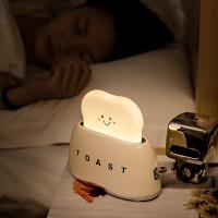 China USB Toast Cartoon LED Night Light Kawaii Bread Table Lamp With Timer Home Decor for sale