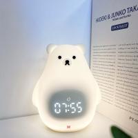 China Factory Big White Bear Lighting Alarm Clock Wakes Up Bedroom Baby Nightlight For Kids Gifts for sale
