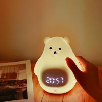 China Factory Big White Bear Lighting Alarm Clock Wakes Up Bedroom Baby Nightlight For Kids Gifts for sale