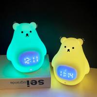 China Soft Silicone Bear Led Night Lamp Touch Sensing Sleeping Lights With Timing & Alarm Clock Function for sale