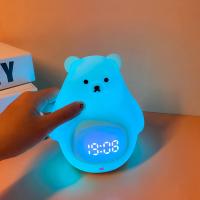 China Soft Silicone Bear Led Night Lamp Touch Sensing Sleeping Lights With Timing & Alarm Clock Function for sale