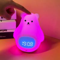China Soft Silicone Bear Led Night Lamp Touch Sensing Sleeping Lights With Timing & Alarm Clock Function for sale