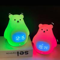China Soft BPA-Free Silicone Portable Cute Kids Alarm Clock Night Light USB Rechargeable for sale