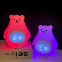 China Soft BPA-Free Silicone Portable Cute Kids Alarm Clock Night Light USB Rechargeable for sale