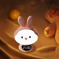 China Kids USB Rechargeable Night Lamp With Clock Remote Control Warm White LED Timable Bedroom Desktop for sale