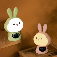 China Kids USB Rechargeable Night Lamp With Clock Remote Control Warm White LED Timable Bedroom Desktop for sale