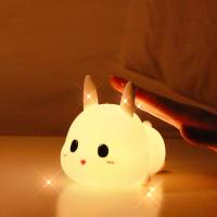 China LED Silicone Rabbit Led Night Light Home Decoration Bedroom Decor Kids Bedside Reading Lamp Creative for sale