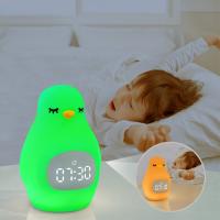 China Penguin Silicone Night Light Digital Alarm Clock Table Clock Warm Light Bedside Desk Clock for sale