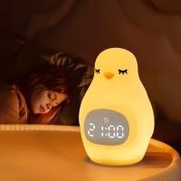 China Penguin Silicone Night Light Digital Alarm Clock Table Clock Warm Light Bedside Desk Clock for sale