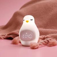 China Led Alarm Clock with Penguin Silicone Multi-functional Usb Charging with Small Night Light for sale
