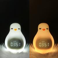China Penguin Gifts Lamp for Kids Table USB Charging Baby Night Light Silicone LED Alarm Clock for sale