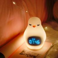 China Penguin Gifts Lamp for Kids Table USB Charging Baby Night Light Silicone LED Alarm Clock for sale