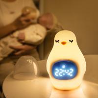 China Bedside Decorative Sleep Lamp Touch Sensitive Night Light Silicone With Table Clock for sale