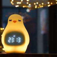 China Bedside Decorative Sleep Lamp Touch Sensitive Night Light Silicone With Table Clock for sale