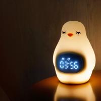 China Bedside Decorative Sleep Lamp Touch Sensitive Night Light Silicone With Table Clock for sale