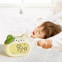China USB Rechargeable Digital LED Alarm Desk Clock Modern Design Cute Cat Ears Electronic For Kids for sale
