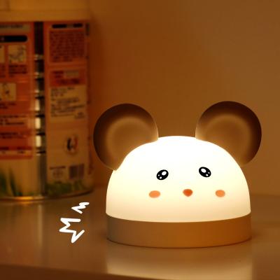 China Super Cute Mouse Animal 7 Colors Light Changing Squish Silicone Soft Mouse Alarm Clock Night Light for sale