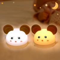 China Super Cute Mouse Animal 7 Colors Light Changing Squish Silicone Soft Mouse Alarm Clock Night Light for sale