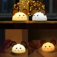 China Super Cute Mouse Animal 7 Colors Light Changing Squish Silicone Soft Mouse Alarm Clock Night Light for sale