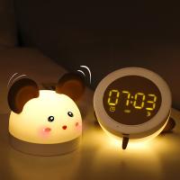 China Creative Gulu Mouse Led Kids Cartoon Bedroom Night Light Smart Mini Table Digital Alarm Clock for sale