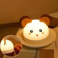 China Cartoon Rat LED Silicone Nightlight Kids USB Charging Bedside Digital Wake Up Alarm Clock for sale