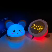 China CE Certified ABS Desk Digital Clock With LED Display Silicone Night Light And Natural Alarm for sale