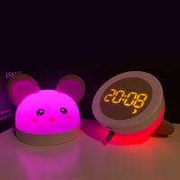 China CE Certified ABS Desk Digital Clock With LED Display Silicone Night Light And Natural Alarm for sale