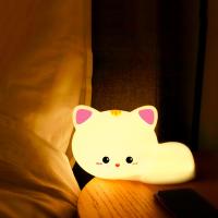 China Mini Lovely Cat Rechargeable Led Soft Touch Silicone Night Light For Kids for sale