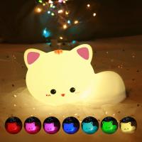 China Mini Lovely Cat Rechargeable Led Soft Touch Silicone Night Light For Kids for sale