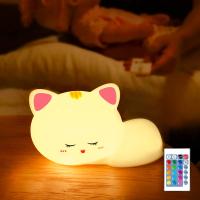 China Mini Lovely Cat Rechargeable Led Soft Touch Silicone Night Light For Kids for sale